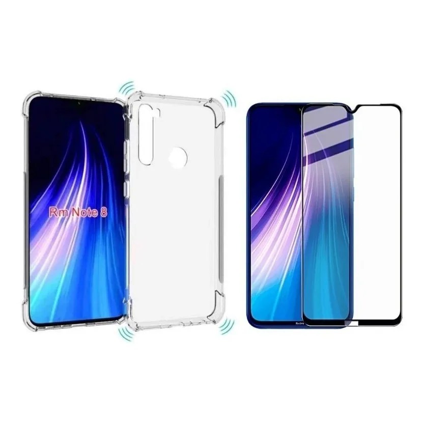 Kit Pelicula Vidro 3D/9D Xiaomi + Capa Case Capinha Anti Shock（Note 7/8 Pro/9/9s/Mi 8 Lite/RM 9A ...