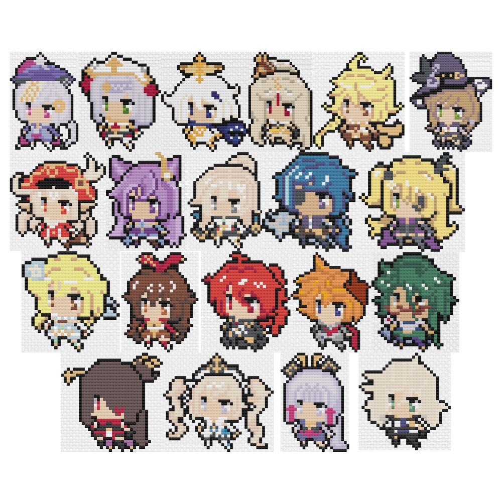 Genshin Impact (Personagens) Ímã ou Chaveiro - Pixel Art/ Hama Beads ...