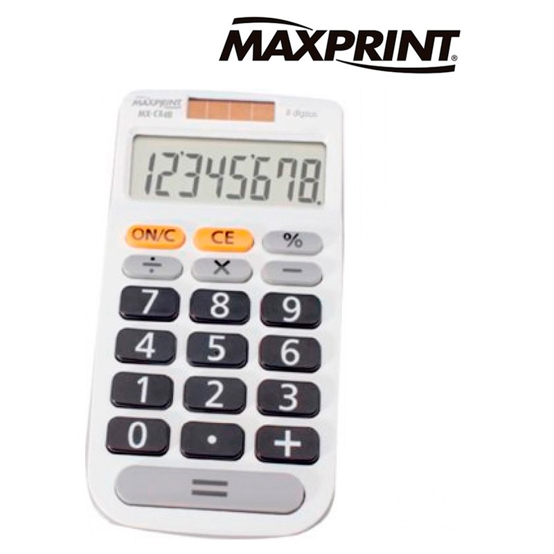 Calculadora 8 Dígitos Maxprint Energia Solar e Bateria MX-C84B [Simples ...
