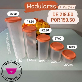 kit com 5 modulares redondo Tupperware | Shopee Brasil