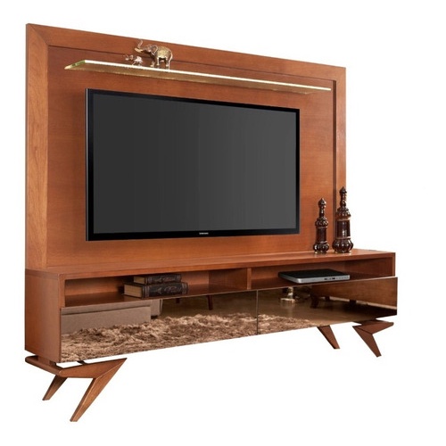 Home Tv Sala- Rack+ Painel Espelhado- Painel Ripado- Luxo | Shopee Brasil
