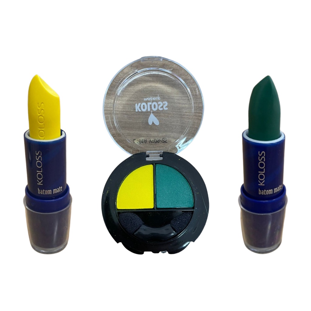 Kit Copa do Mundo Batons Verde/Amarelo e Sombra Duo - Koloss | Shopee ...