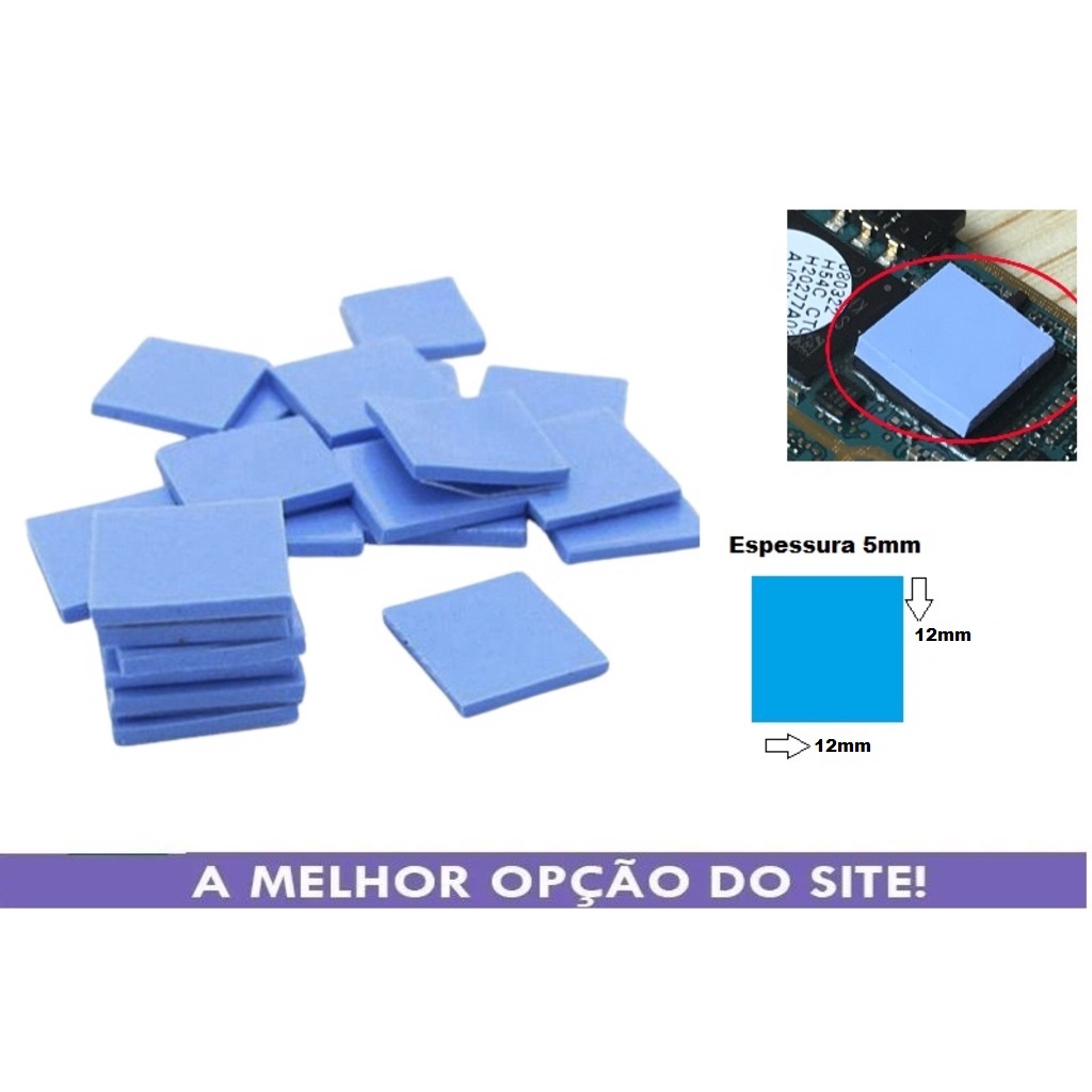 Thermal Pad Termico 12mm X 12mm X 5mm Azul Com 10 Unidades Dissipador ...