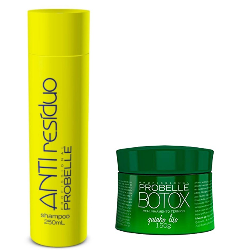 Kit Botox Probelle Quiabo Liso Realinhamento Térmico 150g + Shampoo ...