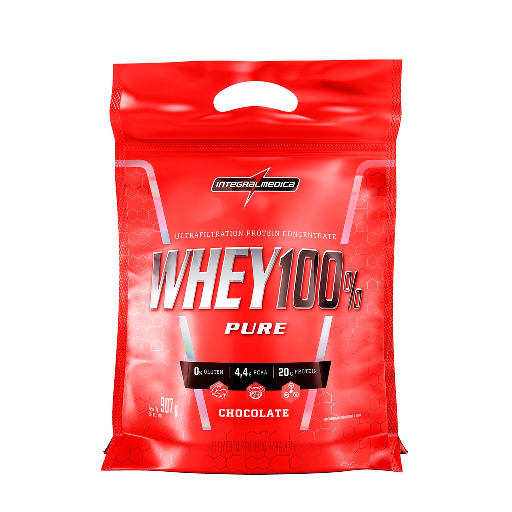 Whey 100 Pure Pouch 907g Integralmedica Whey Protein Concentrado