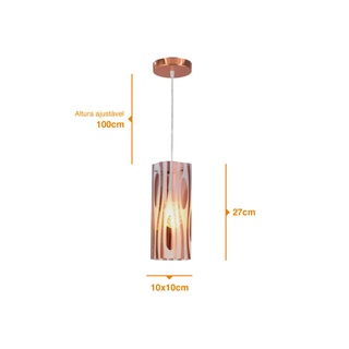 Pendente Mirage Vidro 1 Luz Zebra Cobre Bronzearte | Shopee Brasil