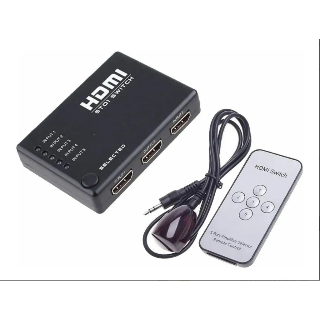Hub Switch Hdmi 5 Portas Splitter Full Hd + Controle Remoto Hdmi Full ...