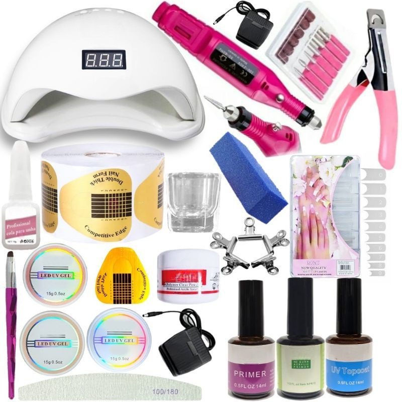 Kit de Unhas Gel Completo Acrigel Acrílico Fibra Porcelana Nº 72 ...
