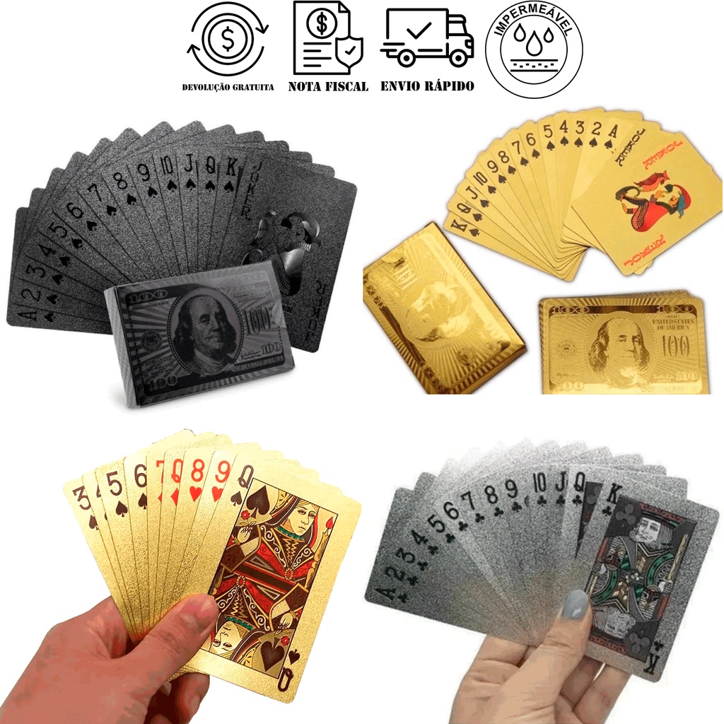 Baralho Preto com Vermelho ou Azul a Prova D’água SUPER Resistente de ...