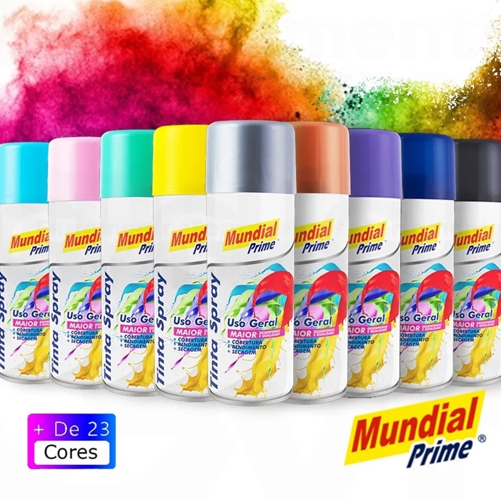Tinta Spray 400ml Uso Geral/ Alta Temperatura 250g Diversas Cores/ Metálica Mundial Prime ...