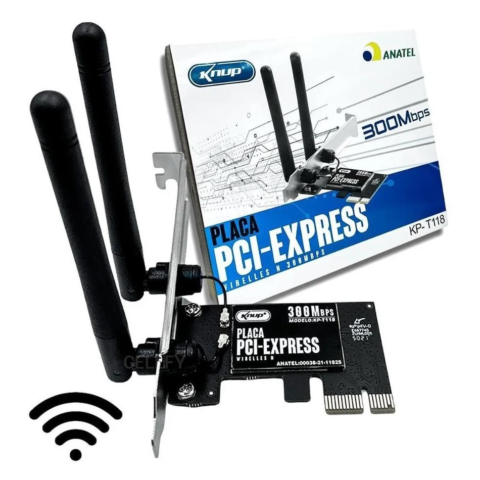 Placa De Rede Wifi Pci Express 2 Antenas Desktop Pc 300mbps Wireless ...