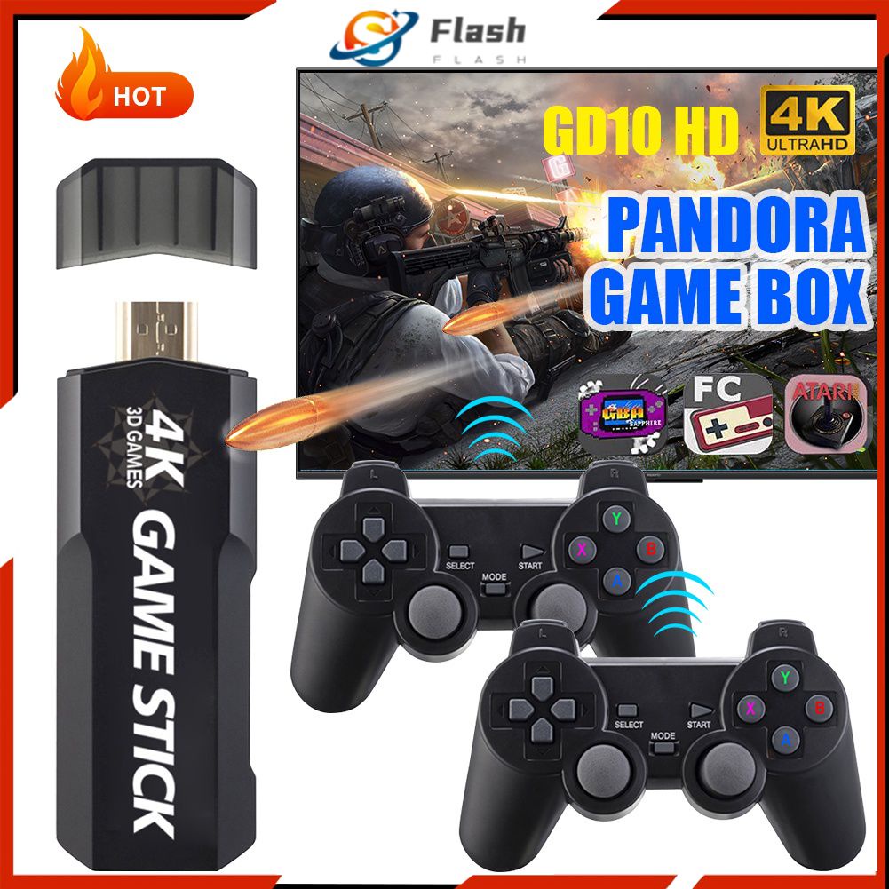 2022 4K HD Console de videogame GD10 Game Stick 40000 jogos 128GB 2.4G ...