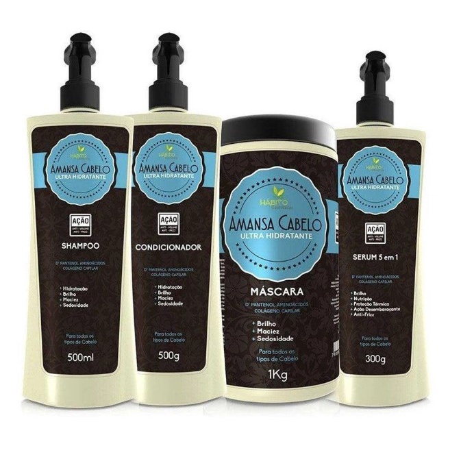 Kit Profissional Amansa Cabelo Ultra Hidratante Habito Brasil ( Sh ...
