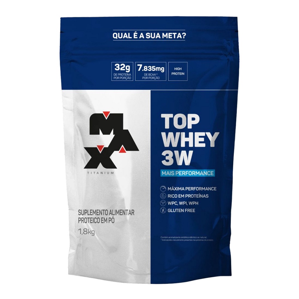 Whey Protein Concentrado Max Titanium Top Whey 3w 1,8kg ganho de massa ...