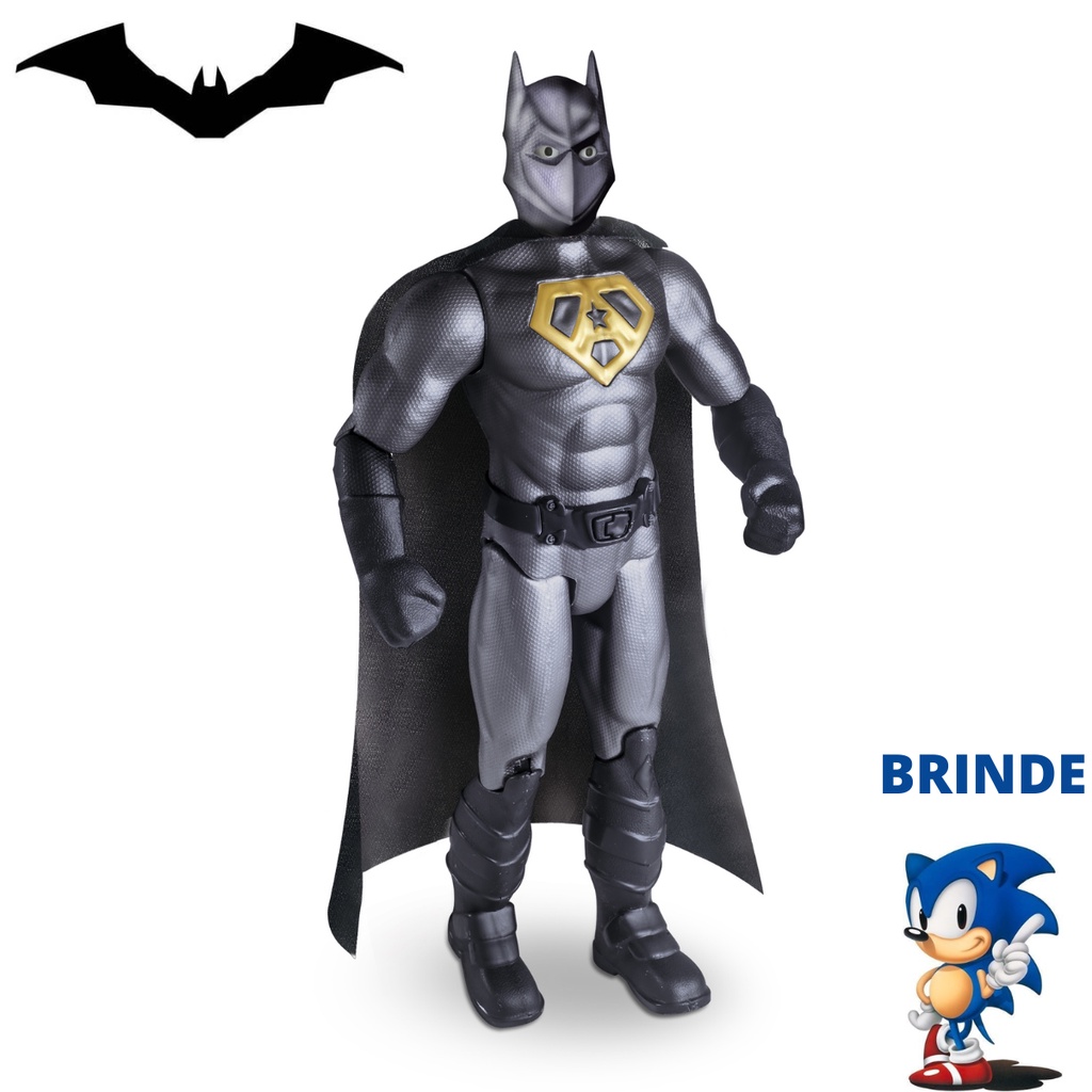 Boneco Infantil Tipo Batman Super Heroi Grande 35cm + Brinde Sonic ...