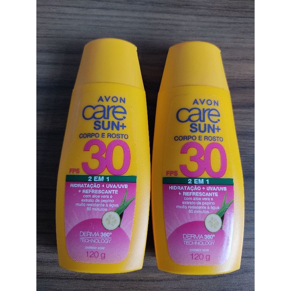 kit 2 unidades Avon Care Sun protetor solar corpo e rosto FPS 30 PRONTA ENTREGA | Shopee Brasil