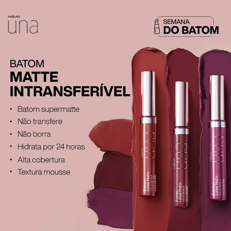 Batom Líquido Matte Intransferível Natura Una 8ml Shopee Brasil