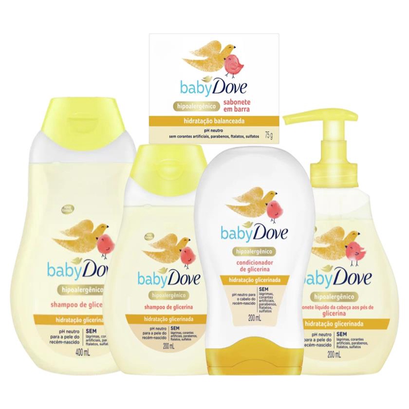 Kit Baby Dove Glicerina hipoalergenico recem nascido Sh Grande ...