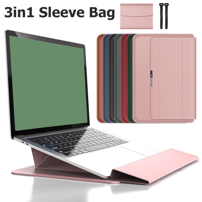 Notebook Laptop De Couro Stand Mangas Bag Bolsa Carry Mão Suave 11 12 13 14 15 16 Polegada Para ...