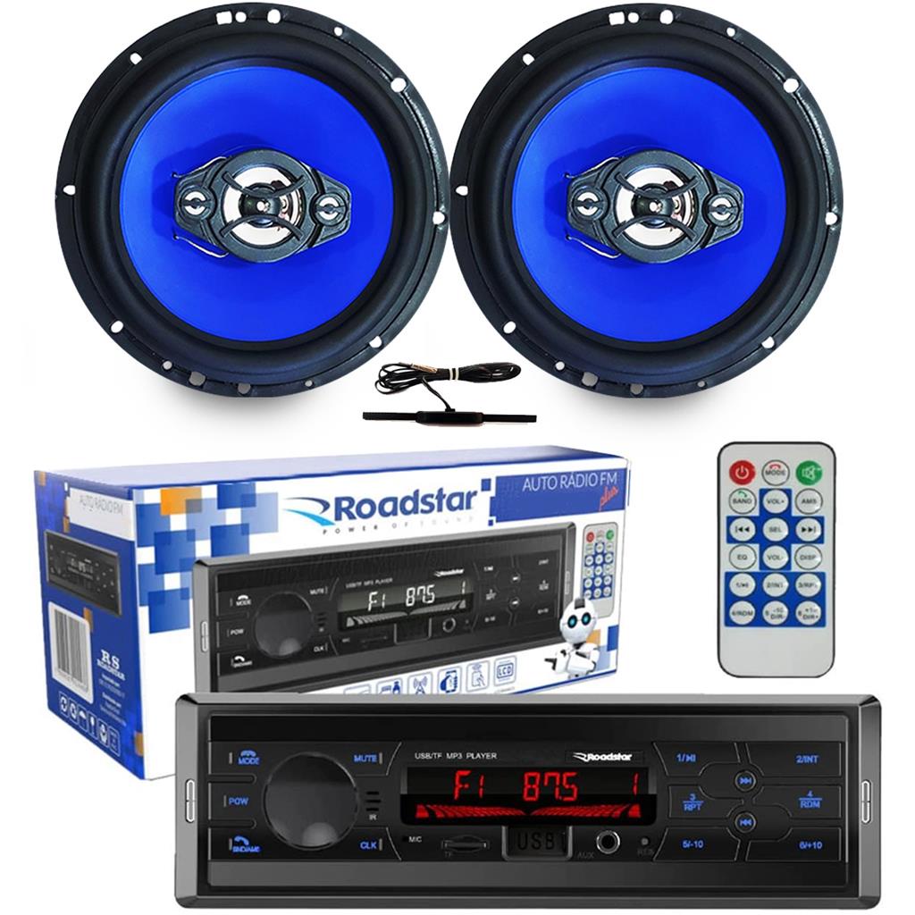 Par De Auto Falantes 6 Polegadas 110W + Radio Bluetooth Usb Mp3 ...