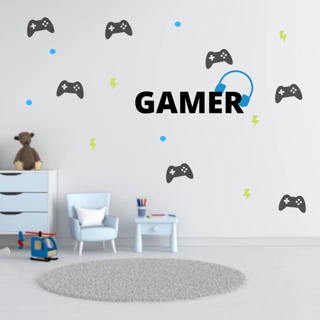Adesivo gamer de parede jogo game youtuber em vinil - decalque de ...