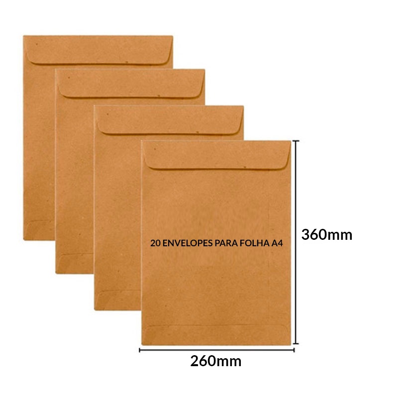 Envelope Saco Kraft Oficio 260X360mm 20 unidades | Shopee Brasil
