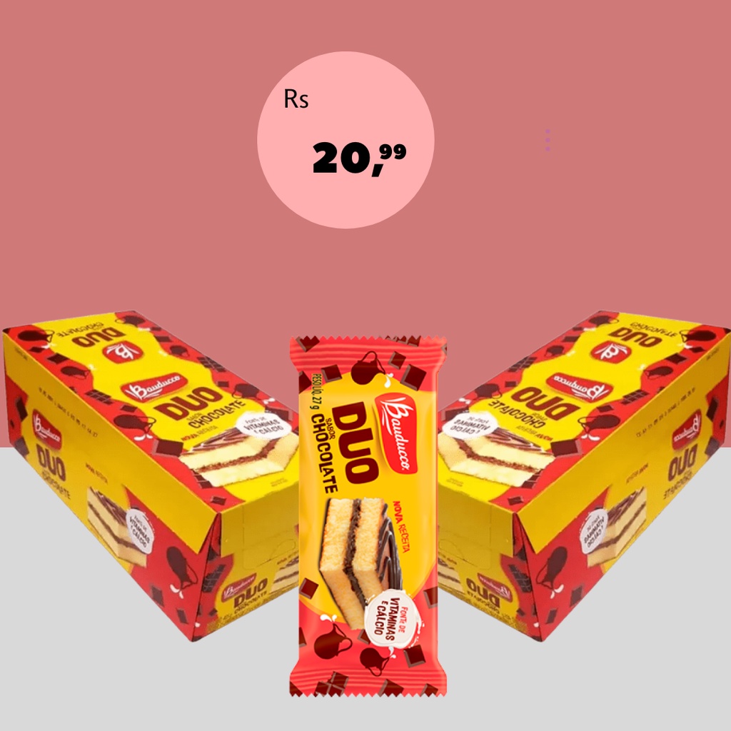 Caixa Minibolo Duo Chocolate 27g c/15 - Bauducco | Shopee Brasil