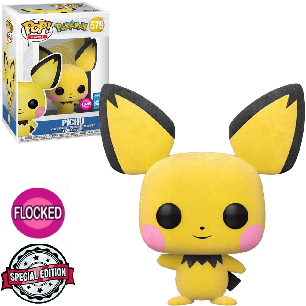 FUNKO POP GAMES POKÉMON EXCLUSIVE - PICHU 579 (FLOCKED) | Shopee Brasil