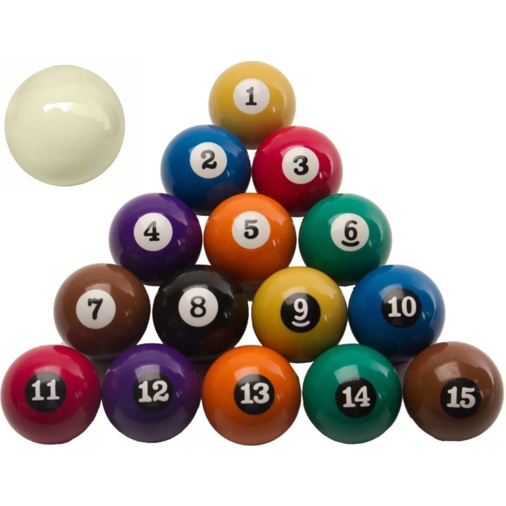 Jogo Bola Bolas Numeradas 50 Mm Bilhar Sinuca + Branca 54 Mm | Shopee ...