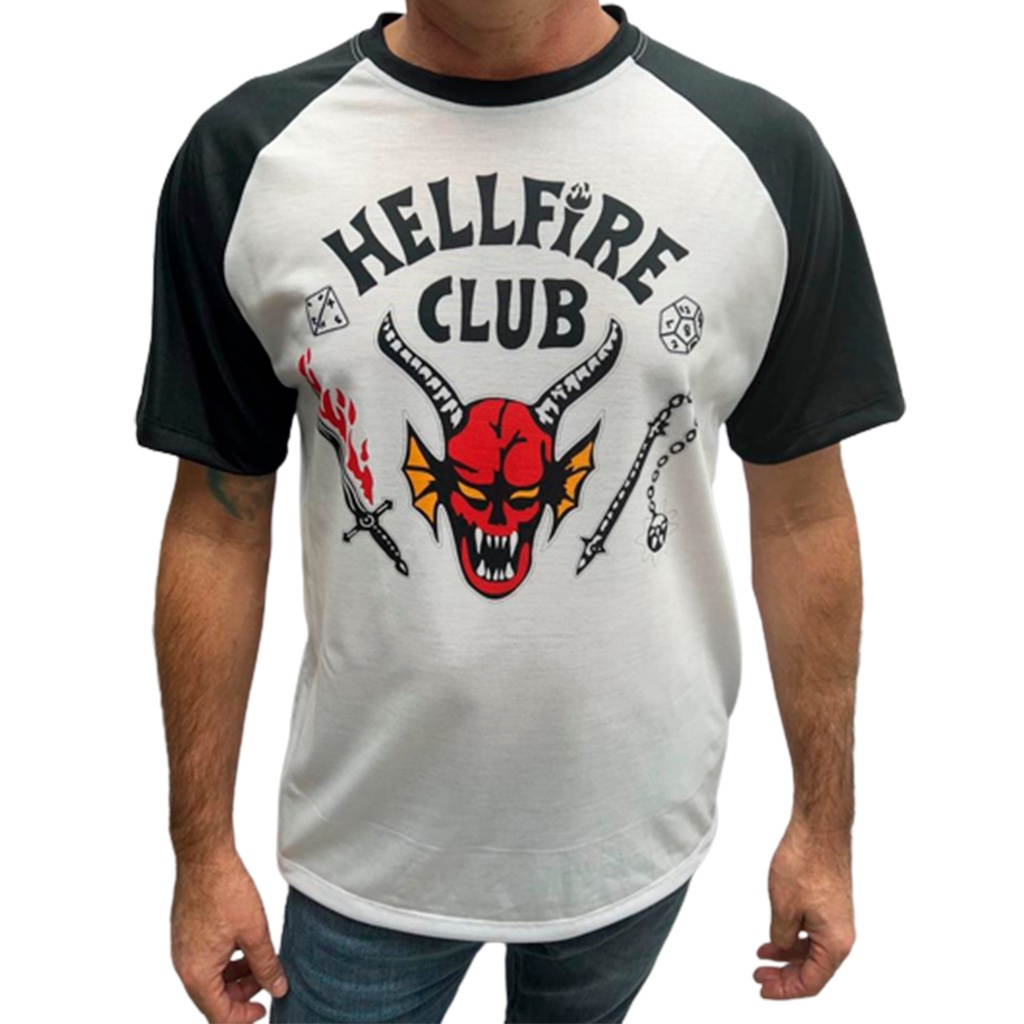 Camisa Camiseta Raglan Stranger Things Hellfire Club 22 | Shopee Brasil