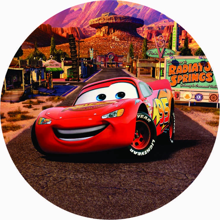 Painel de festa redondo em tecido sublimado Cars mod novo 1,58m x 1,58m ...