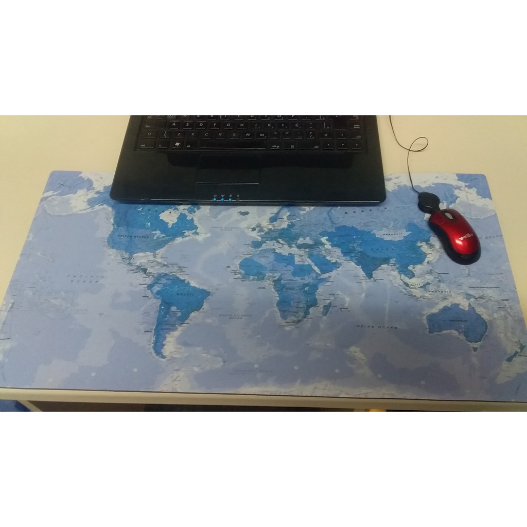 Mousepad Gamer Personalizado Mapa Mundi Azul com seu nome Sublimado ...