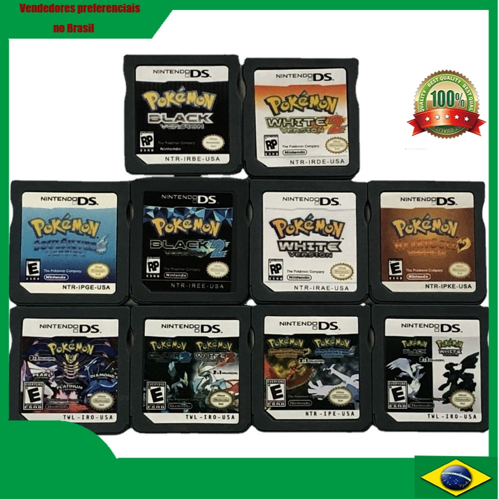 Cartão De Jogo DS 3DS NDSi NDS Pok Mon Preto E Branco De Prata De Ouro 2 2 Nua Combinado ...