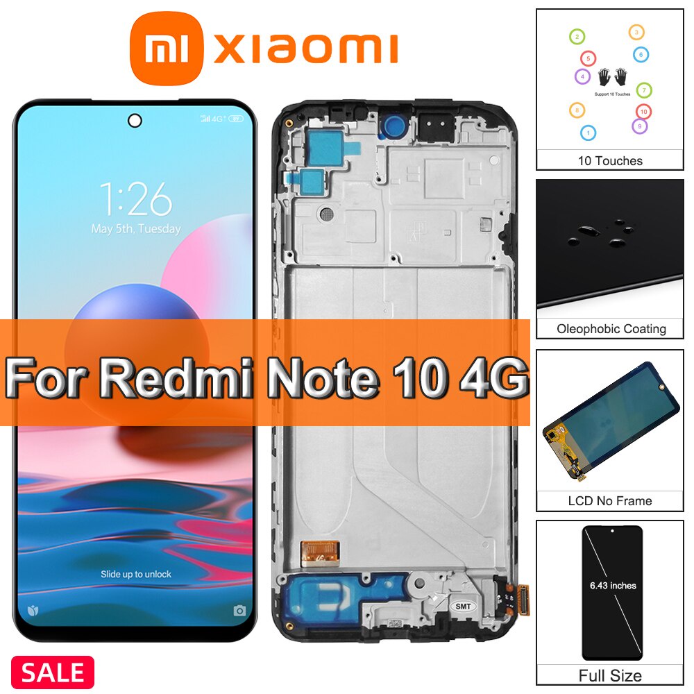 xiaomi amoled lcd Para redmi note 10 m2101k7ag note10 4g note10s display Tela touch Frontal Com ...