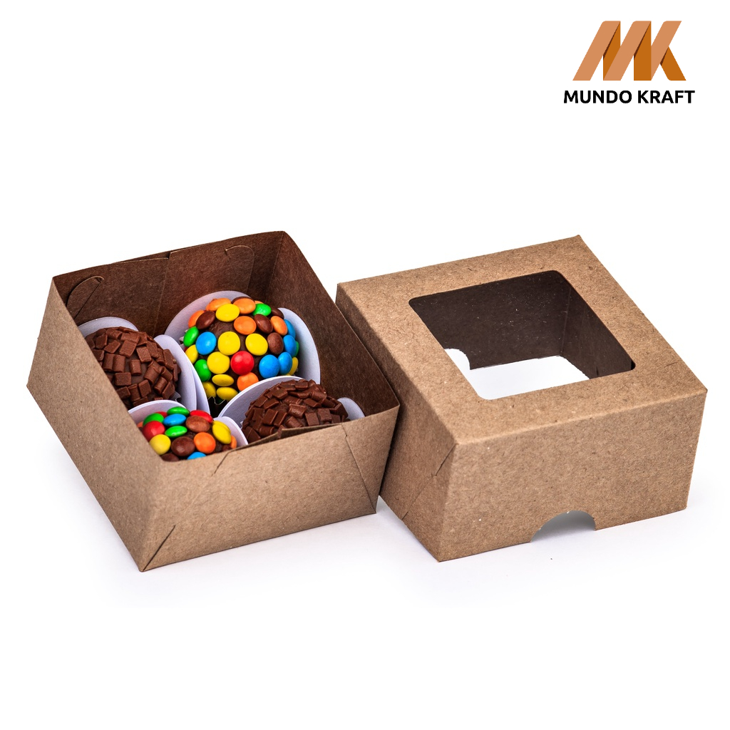 20 UN caixa para 4 doces brigadeiros trufas brownie lembrancinha visor ...
