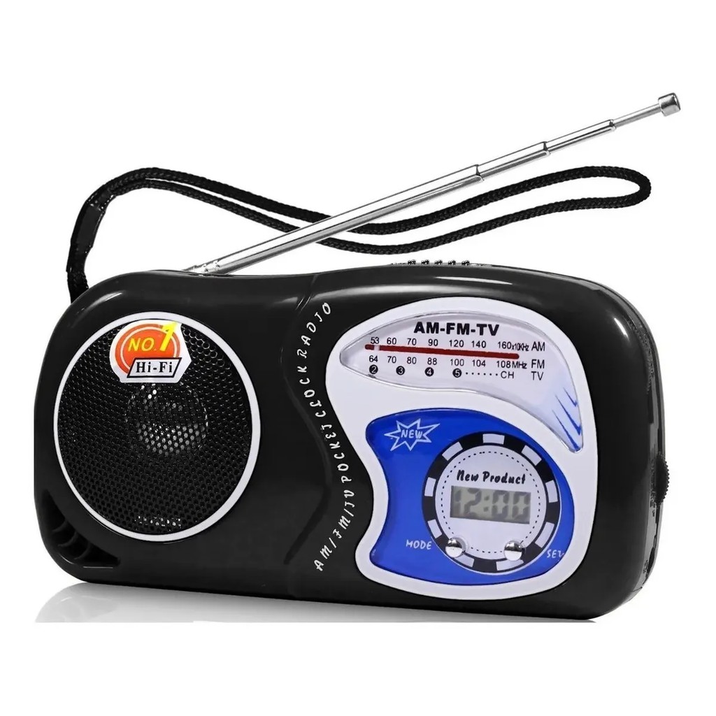 Mini Rádio Am/fm/tv Com Relógio Mk-2019 PRETO | Shopee Brasil