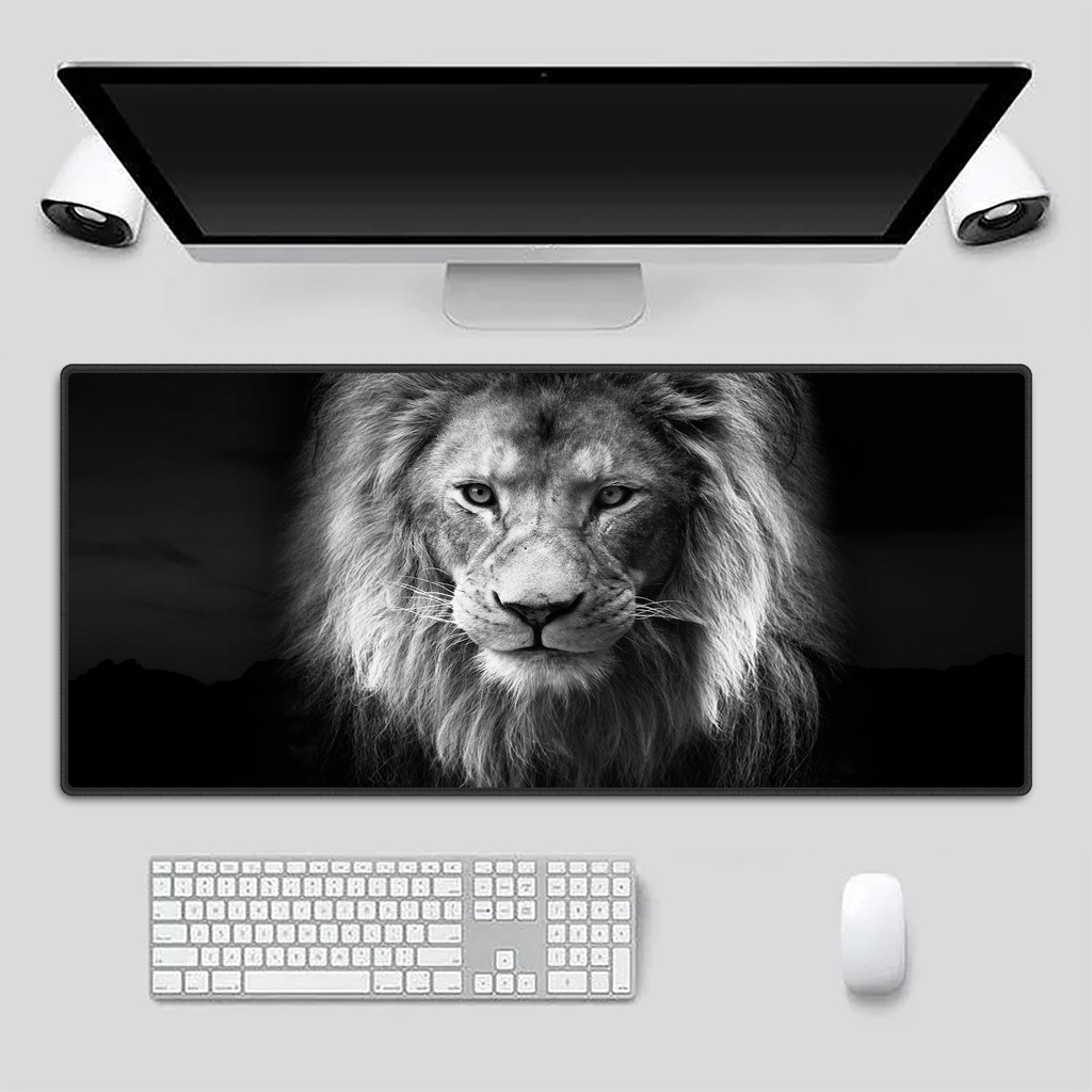 Mouse Pad Grande 90x40 Couro Gamer Desk Pad Leão Cinza Speed ...