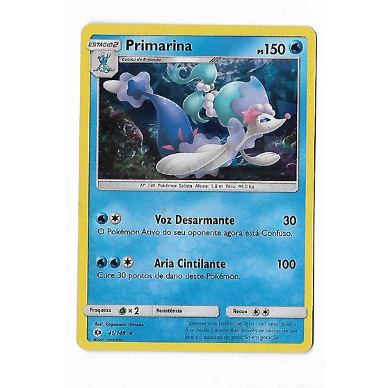 Pokemon Primarina Holofoil Sol e Lua Base | Shopee Brasil