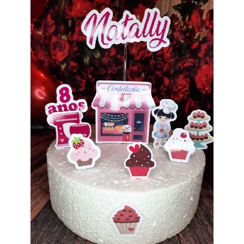 Topo de Bolo Personalizado Confeiteira | Shopee Brasil
