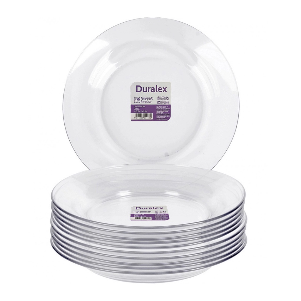 Jogo De 12 Pratos Fundo Duralex Astral Vidro Transparente | Shopee Brasil