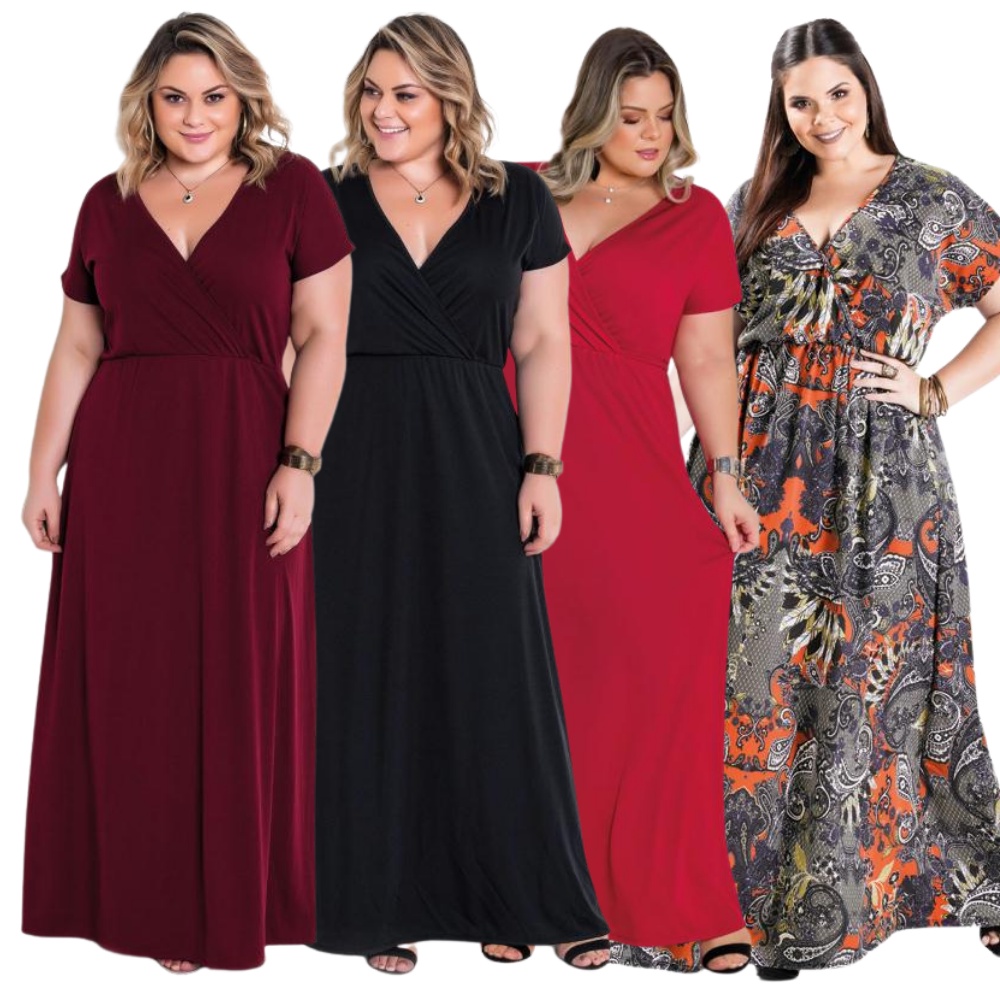 Vestido Longo Transpassado Plus Size Shopee Brasil