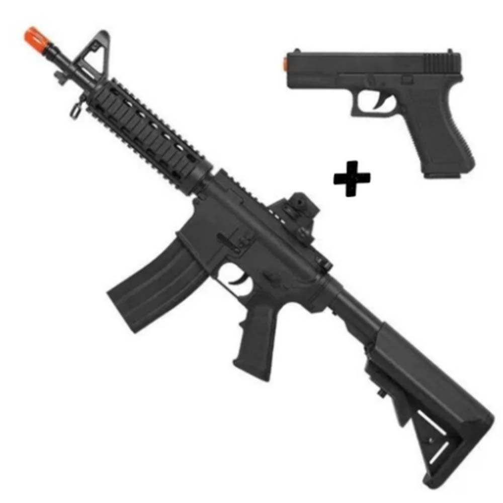 Rifle De Airsoft Spring Vigor M4a1 + Pistola Glock V307 6mm - Escorrega ...