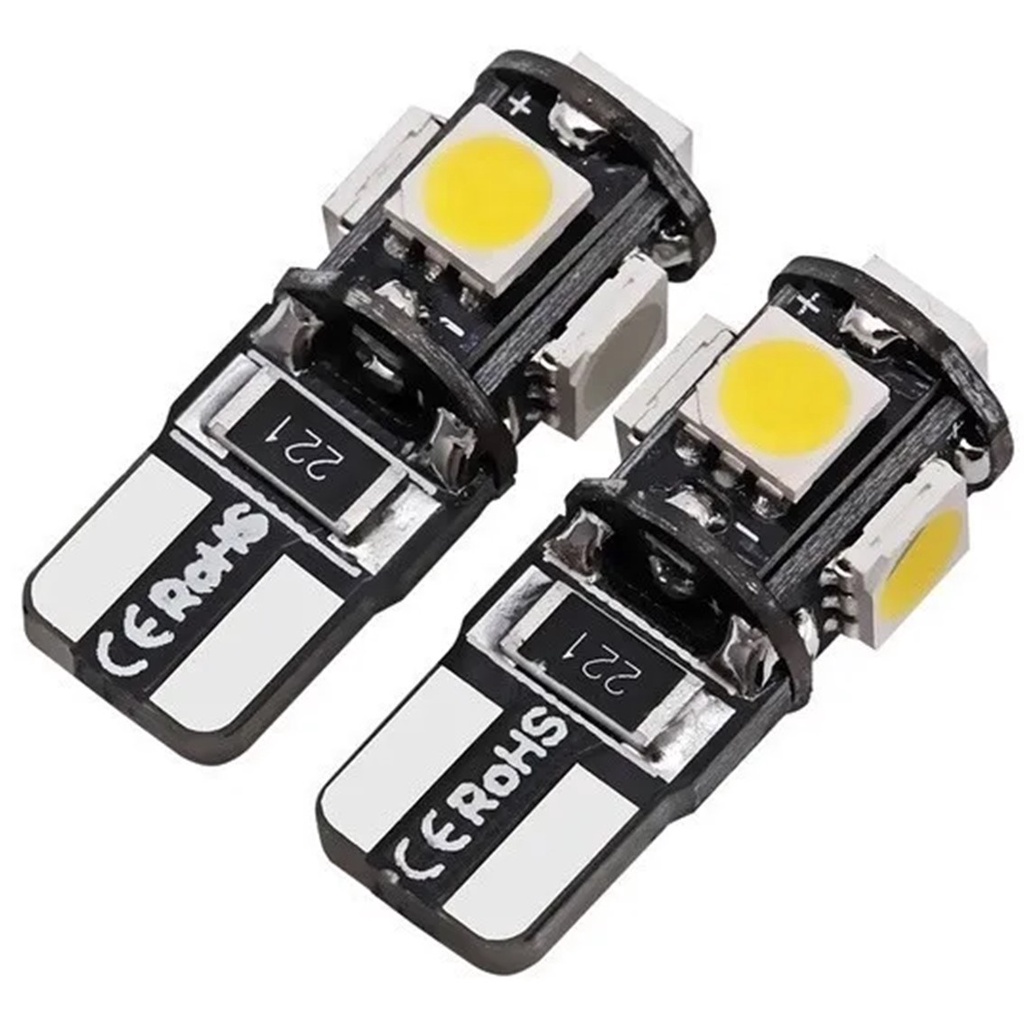 Par Lâmpada Led T10 Pingo Pingão Super Led Cambus 5 LEDS | Shopee Brasil