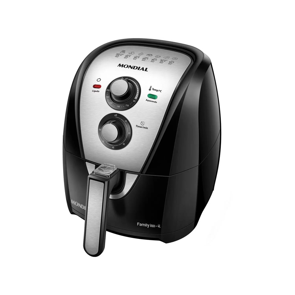 Air Fryer Fritadeira a Ar Mondial Family Inox Black 4L 127v. 500W AFN ...