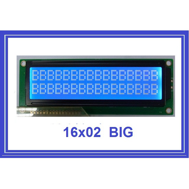 LCD Big Number 1602 16x02 Letras Grandes fundo AZUL ou VERDE compativel ...