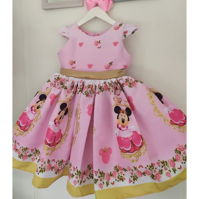 Vestido Minnie Rosa Realeza Luxo | Shopee Brasil