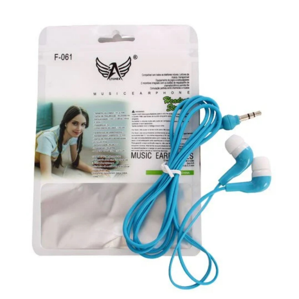 Fone De Ouvido Azul claro Intra-Auricular Unissex Entrada P2 | Shopee ...