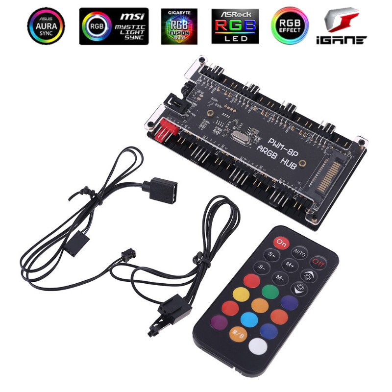 HUB controladora Aigo APC1 PWM ARGB 5v 3pin + controle / Pc Gamer ...