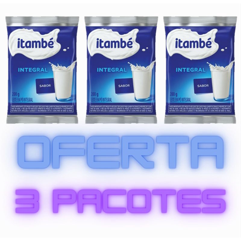 kit 3 Leite em pó Itambé integral original 200g | Shopee Brasil
