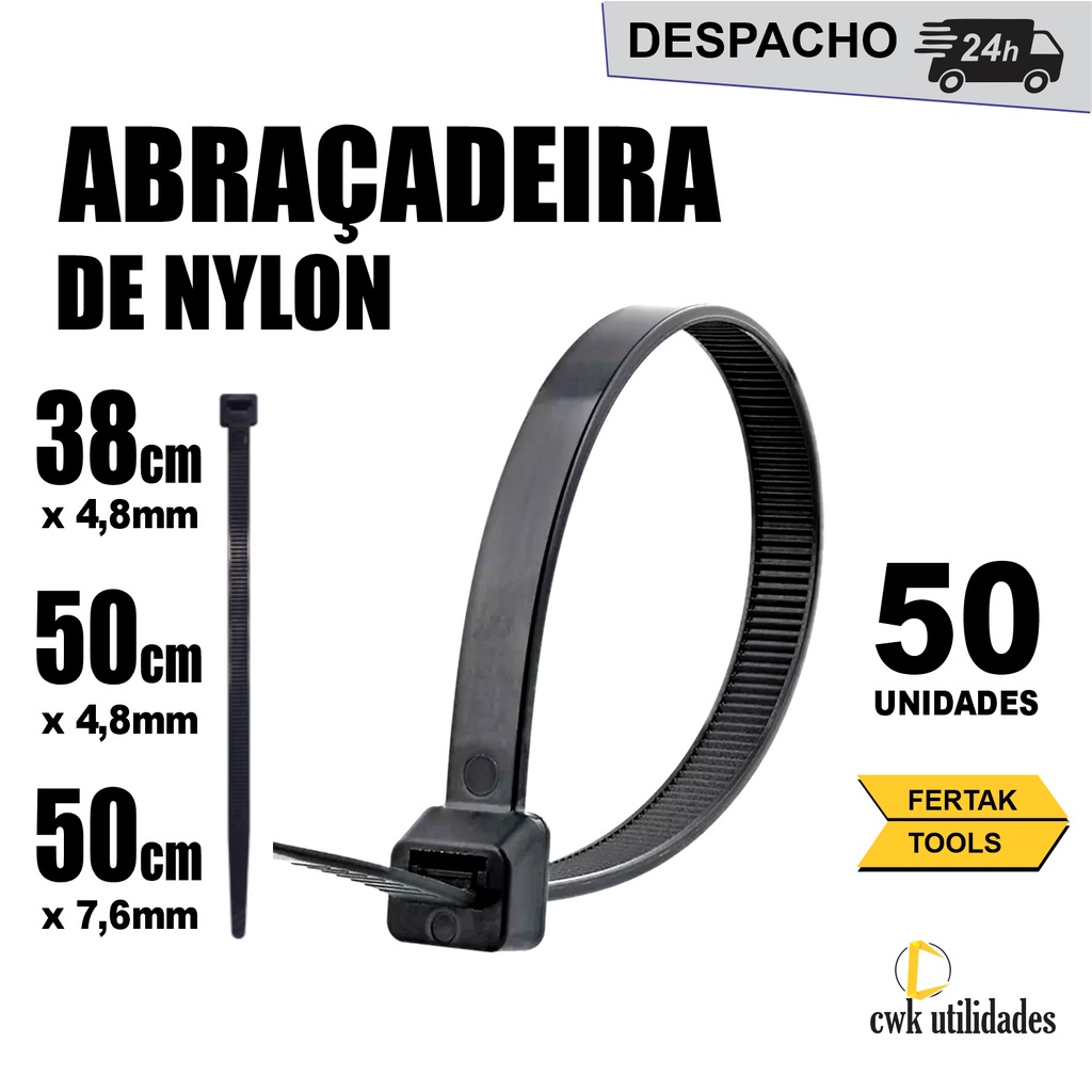 Kit 50 Abraçadeira Cinta Plástica Nylon Enforca Gato Grande 38cm à 50cm ...